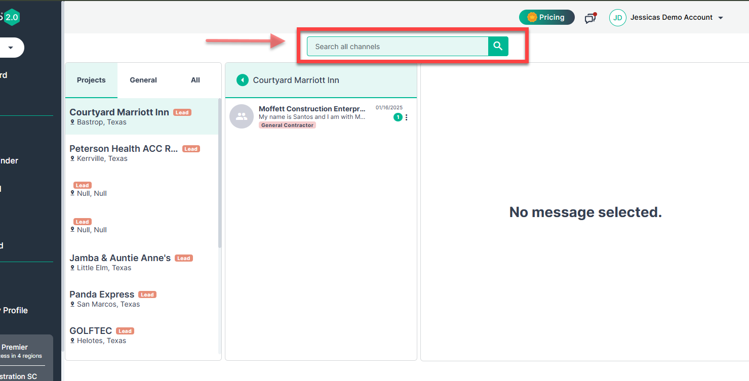 Messages Center for Subcontractors