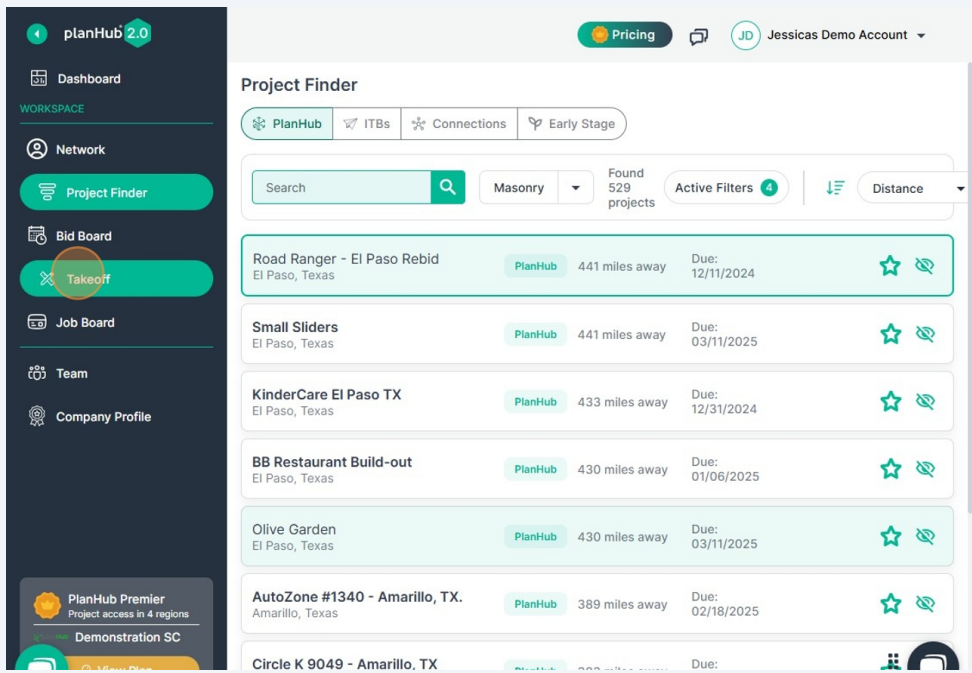 Takeoff Project's Page Navigation and Sending Files to Takeoff