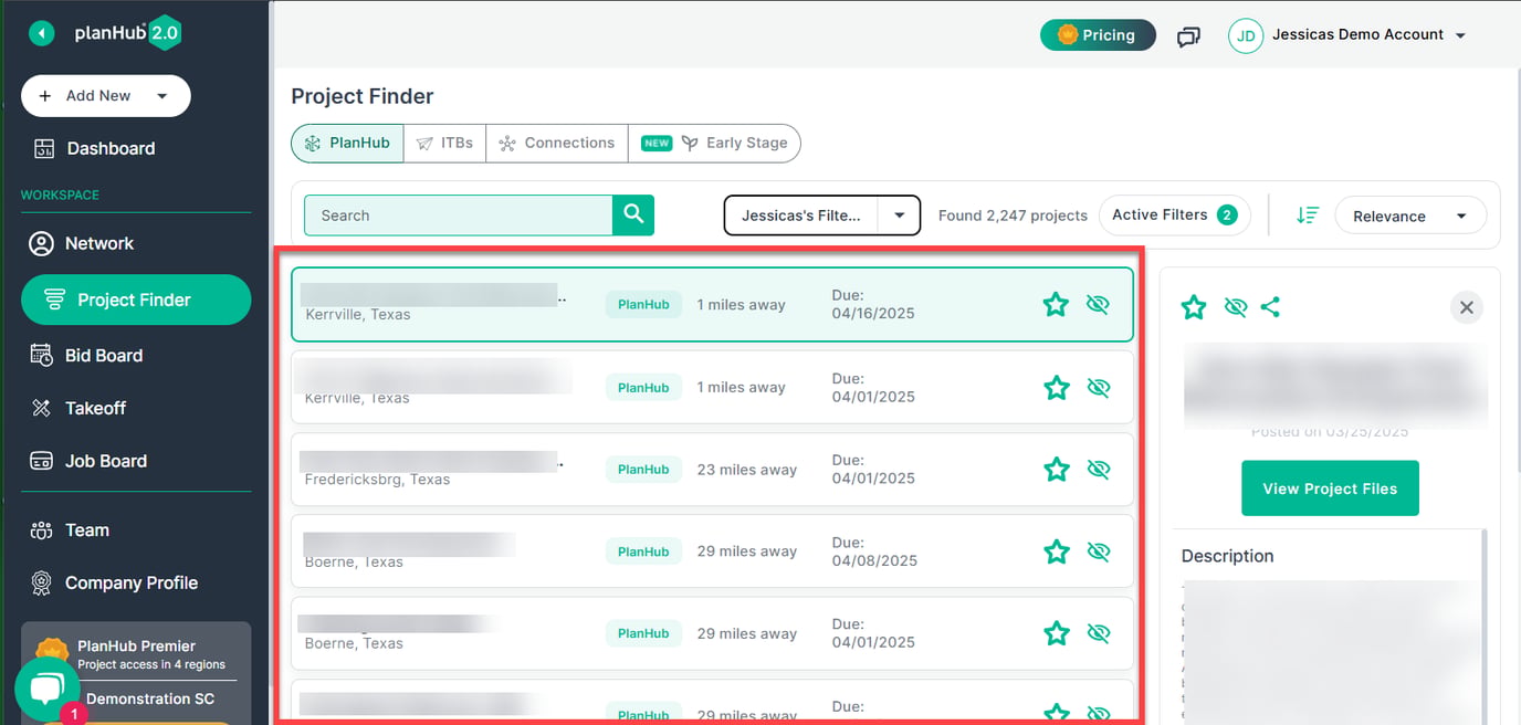 Project Finder Page Navigation